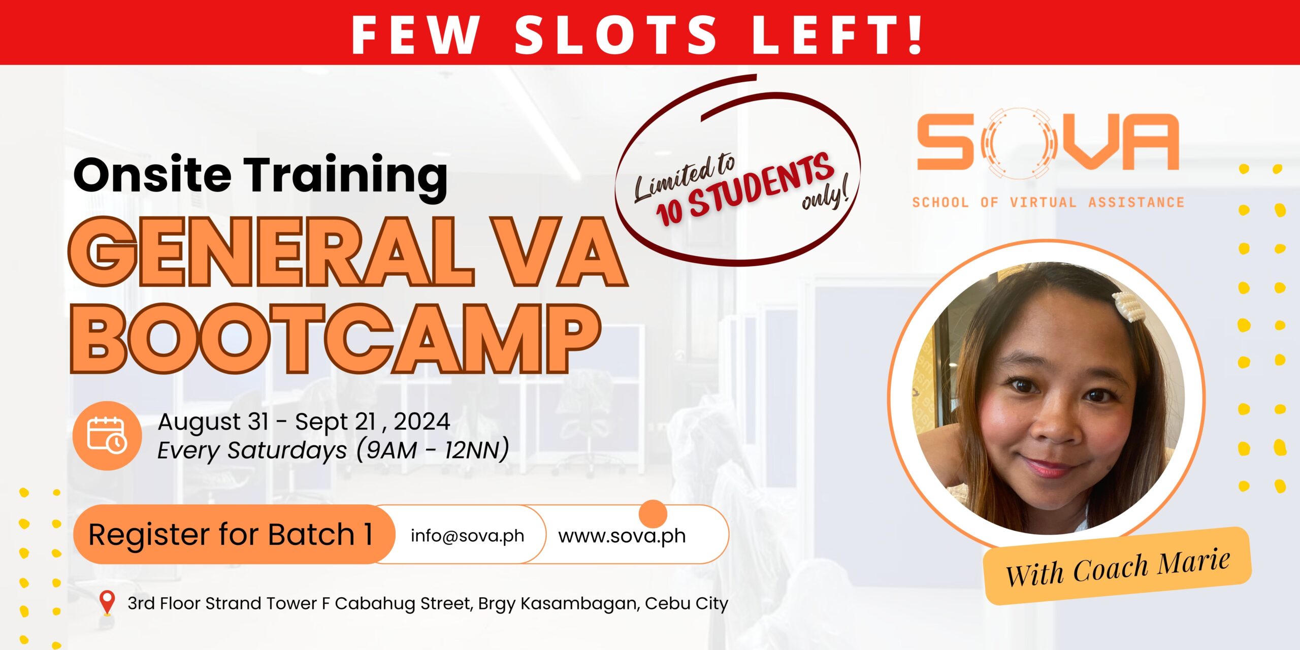 Batch 1 - 4 Week General Virtual Assistant Face-to-Face Training with Coach Marie - Aug 31, 2024 ...